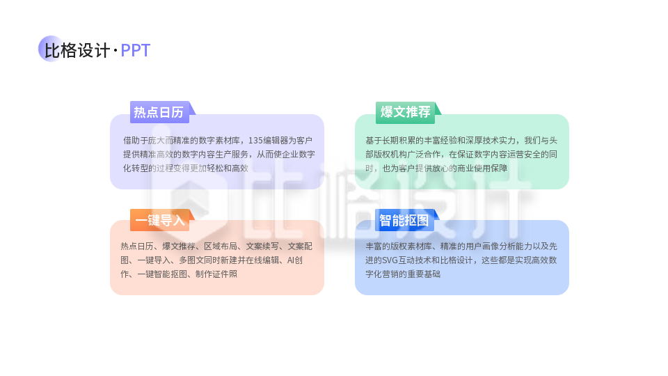 简约并列四项PPT单页-比格设计